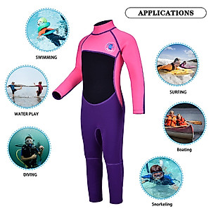 REALON Kids Wetsuit for Toddler Girls Boys and Youth,3mm Neoprene Swimsuits Children Wet Suits 2mm Shorty/Full Long Sleeve Back Zip in Cold Water Warmth for Swimming Diving Jet Skiing Surfing