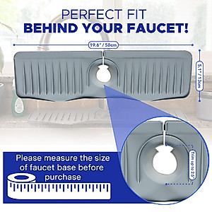 10° Slope Kitchen Sink Splash Guard Behind Faucet | 19.6 in x 5.1 in Slope Sink Faucet Mat Splash Guard | Flexible Kitchen Faucet Splash Guard Accessory | Adaptable Kitchen Splash Guard For Sink