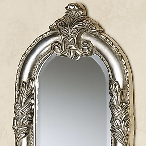 Touch of Class Royal Acanthus Panel Wall Mirror - Resin - Antique Silver - Beveled Glass - Victorian Style Accent Mirrors for Bedroom, Living Room, Dining Room, Hallway, Entryway, Foyer, Office
