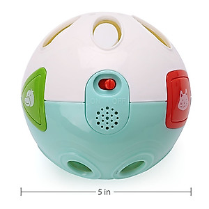 LotFancy Baby Musical Toy, Interactive Crawling Baby Ball Toy with Flashlight and Melody Sounds, Joyful Baby Rattle Toys for Kids, Newborn Baby First, Battery Included
