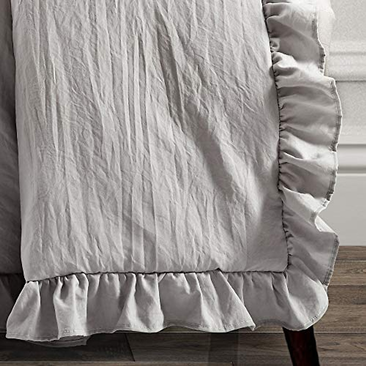 Lush Decor Reyna Soft Knitted Ruffle Throw Blanket, 50" x 60", Light Gray