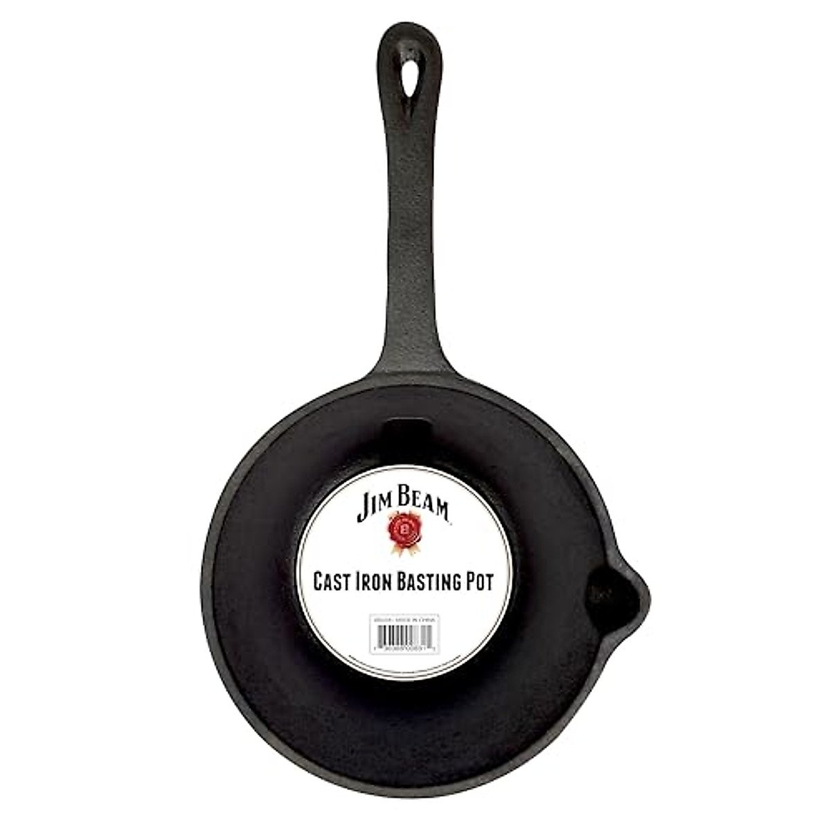 Jim Beam JB0204 Pre-Seasoned Heavy Duty Construction Cast Iron Basting Pot for Grilling and Oven, Large, Black
