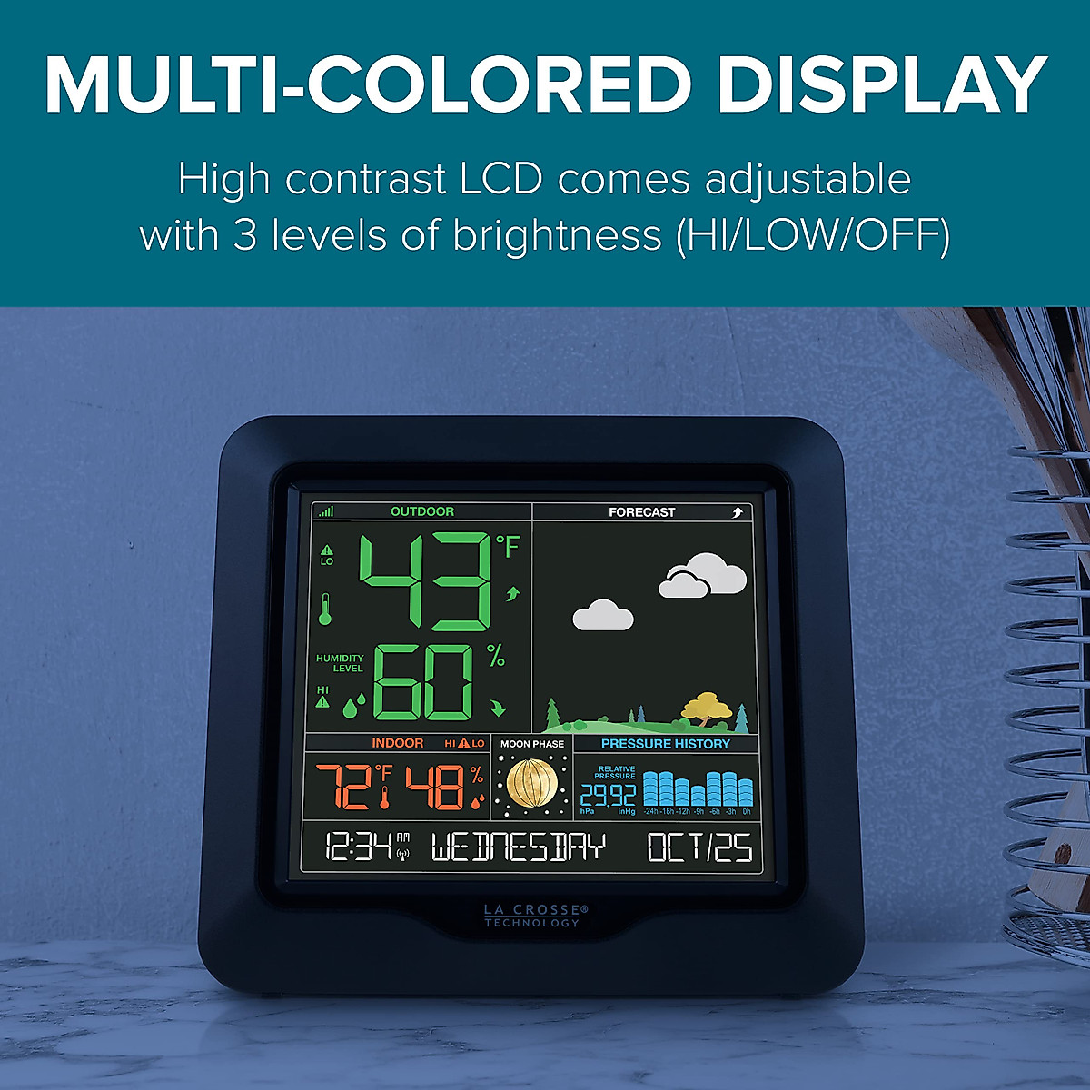 La Crosse Technology S84107-INT Color Forecast Station, Black