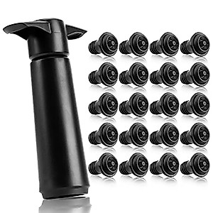 20 Pieces Wine Stoppers with Vacuum Pump Wine Preserver Vacuum Bottle Stopper Wine Keeper Wine Vacuum Stoppers Wine Saver Vacuum Pump for Kitchen Home Bar Office, Gifts for Wine Lovers