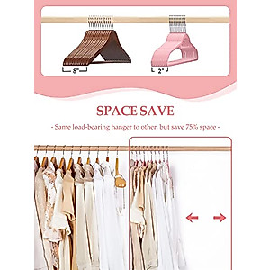 HOUSE DAY Velvet Hangers with Tie Bar 20 Pack Pink, Clothes Hangers Non-Slip, Space Saving Felt Hangers for Pants, Coat, Suits, Shirt, Scarf, No Hanger Marks