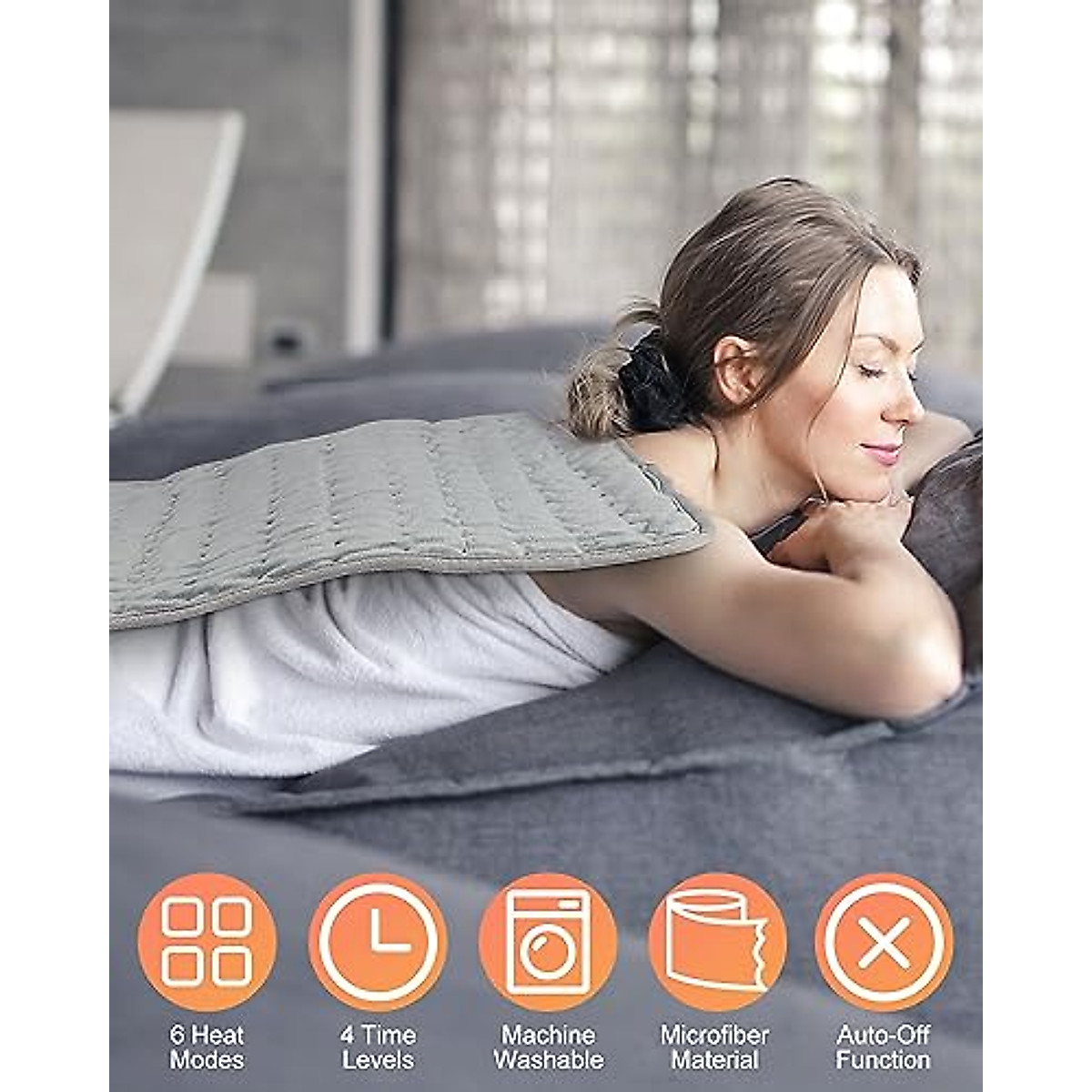 Electric Heating Pad (12 × 24"), Heating Pad for Back Pain Relief & Cramps, Auto Shut Off Heating Pad for Neck Shoulders Stomach Knees Legs with Heat Settings, Heat Pad Gift for Women Mom Girlfriend