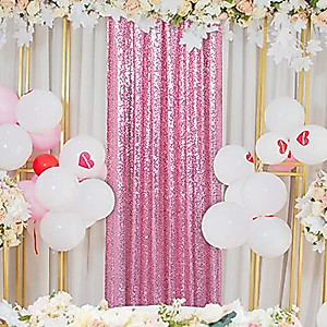 Sequin Backdrop 2FTx7FT Pink Gold Glitter Sequin Backdrop Curtain Fuchsia Pink Sequence Backdrop Photography Backdrop for Wedding Birthday Baby Shower Shimmer Wall Background(2FTx7FT, Pink Gold)