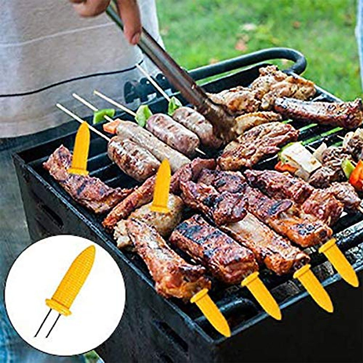 10 Pack Corn On The Cob Holders Stainless Steel Corn Holders Corn on The Cob Skewers for BBQ Twin Prong Sweetcorn Holders Home Cooking Fork Prong