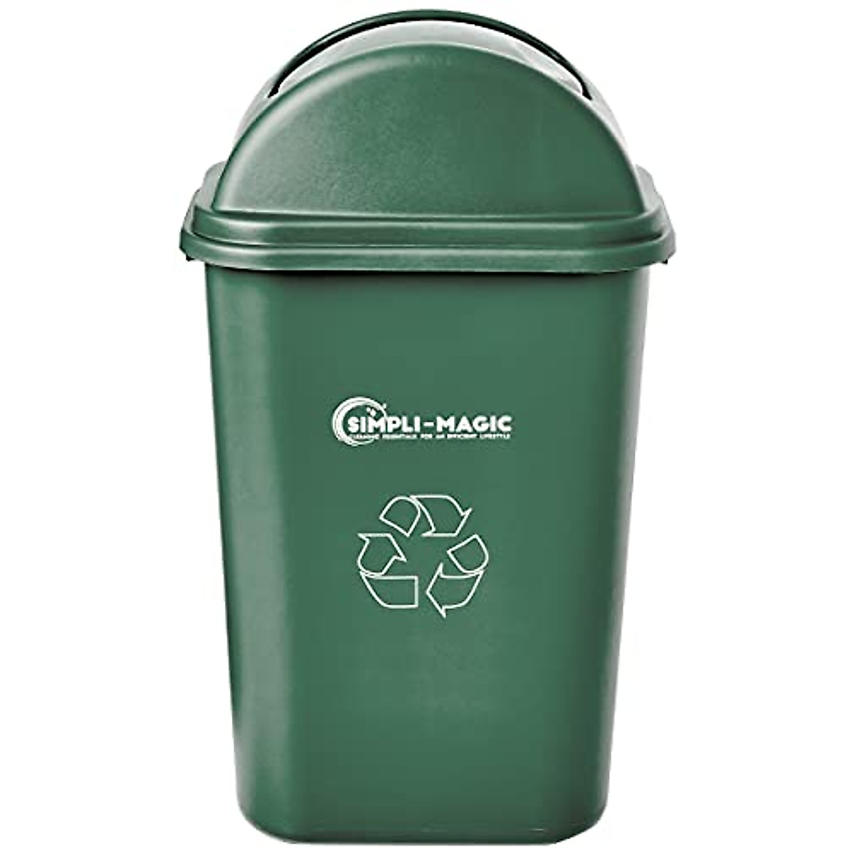 Simpli-Magic 79231 Swing-Top Lid Recycle Bin, Basic, Green