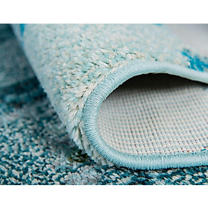 Unique Loom Positano Collection Coastal Modern Fish Light Blue Area Rug (8' x 10')