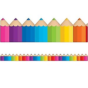 Teacher Created Resources 3496 Colored Pencils Die-Cut Border Trim