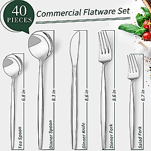 40-Piece Silverware Set for 8, CEKEE Stainless Steel Flatware Cutlery Set for Home Restaurant Hotel Apartment, Kitchen Utensils Set Included Knife Spoon and Fork Set- Mirror Polished & Dishwasher Safe