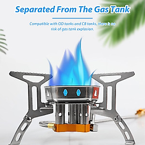 5800W Camping Gas Stove, Portable Camping Stoves, Windproof Mini Propane Burner with Adapter, Lightweight Foldable Backpacking Stove with 3 Burners for Outdoor Backpacking Camping Hiking Picnic