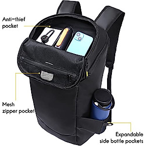 MIER Casual Daypack Travel Laptop Backpack Water Resistant, Commuter Back Pack Simple College Bookbag with Multiple Pockets for Men Women Work School Outdoors, Fits 15.6 Inch Notebook (27L, Black)