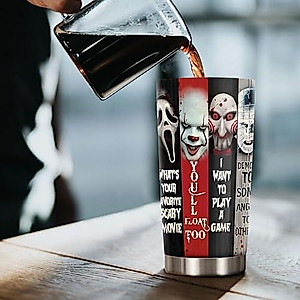Keraoo Classic Horror Character 20oz Tumbler, Gift for Men & Women - Horror Mug & Cup, Halloween Decoration