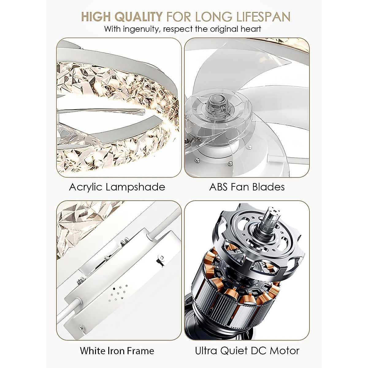 DAFOLOGIA Low Profile Ceiling Fans with Lights and Remote, Stylish 19.7 inches Dimmable Flush Mount Ceiling Fan, Enhancing Room Decor, Stepless Color Temperature Change, and 6 Speeds - White