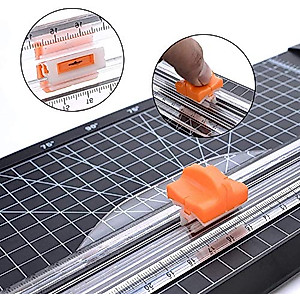 Firbon A4 Paper Cutter Bundle with 5Pcs Replacement Blades, 12 Inch Titanium Paper Trimmer Scrapbooking Tool with Side Ruler for Craft, Coupon, Label, Cardstock