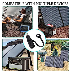 HCFeng DC 8020 Male to DC 7909 Female Adapter DC 8mm x 2mm to DC 7.9mm x 0.9mm DC8mm Connector with Silicone Clasp for Solar Panel RV Portable Power Station Ex-plo-RER 1500/2000[1pack+Clasp]