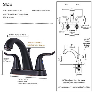 WOWOW Bathroom Faucet 4 inch Centerset Oiled Rubbed Bronze Bathroom Sink Faucet Lift Rod Drain Assembly Stainless Steel Faucets for Bathroom Faucet Retro Lavatory Faucet
