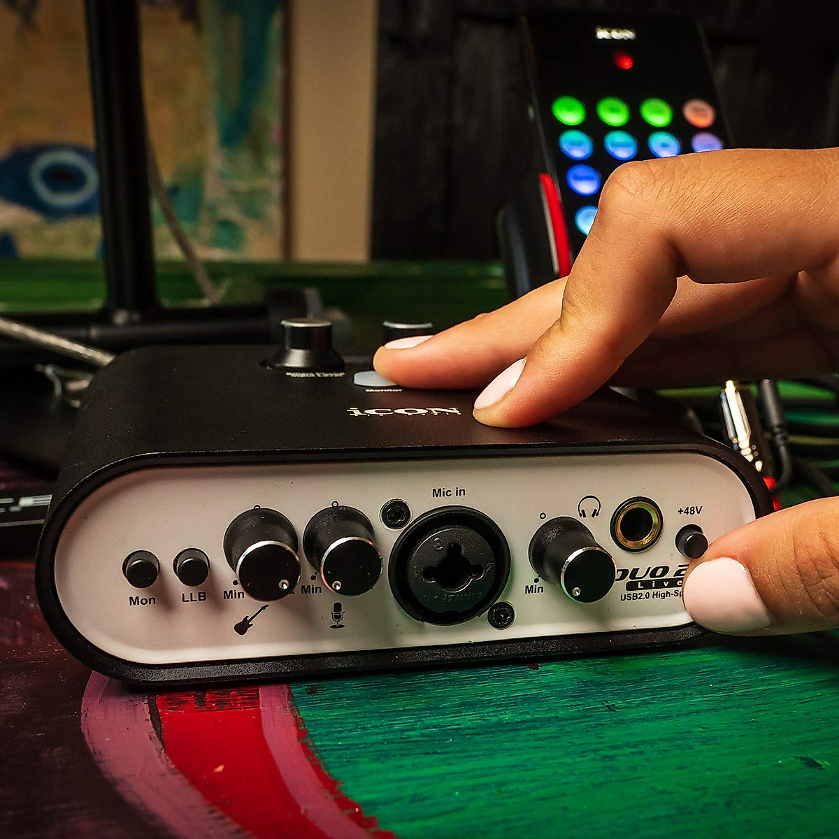 Icon Pro Audio USB Audio Interface with Mobile Streaming Capabilities, Duo 22 Live (1 mic preamp)