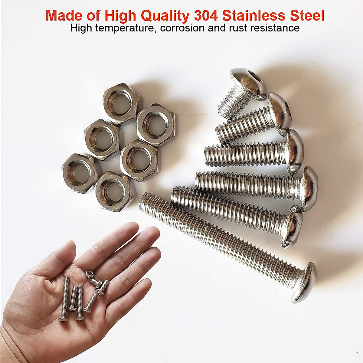 120Pcs M5 x 8mm,12mm,16mm,20mm,30mm,40mm Hex Socket Head Cap Bolts Nuts Screws Assortment Set 304 Stainless Steel Allen Socket Drive Machine Screws with Wrench (120PCS M5 Hex Screws Nuts)