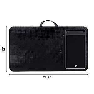 LapGear Home Office Lap Desk with Device Ledge, Mouse Pad, and Phone Holder - Black Carbon - Fits up to 15.6 Inch Laptops - Style No. 91588