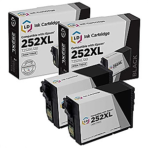 LD Products Remanufactured Replacements for Epson 252XL Black Ink Cartridge (2-Pack) High Yield Compatible with Workforce Printers WF-3620, WF-2640, WF-7110, WF-7610, WF-7620
