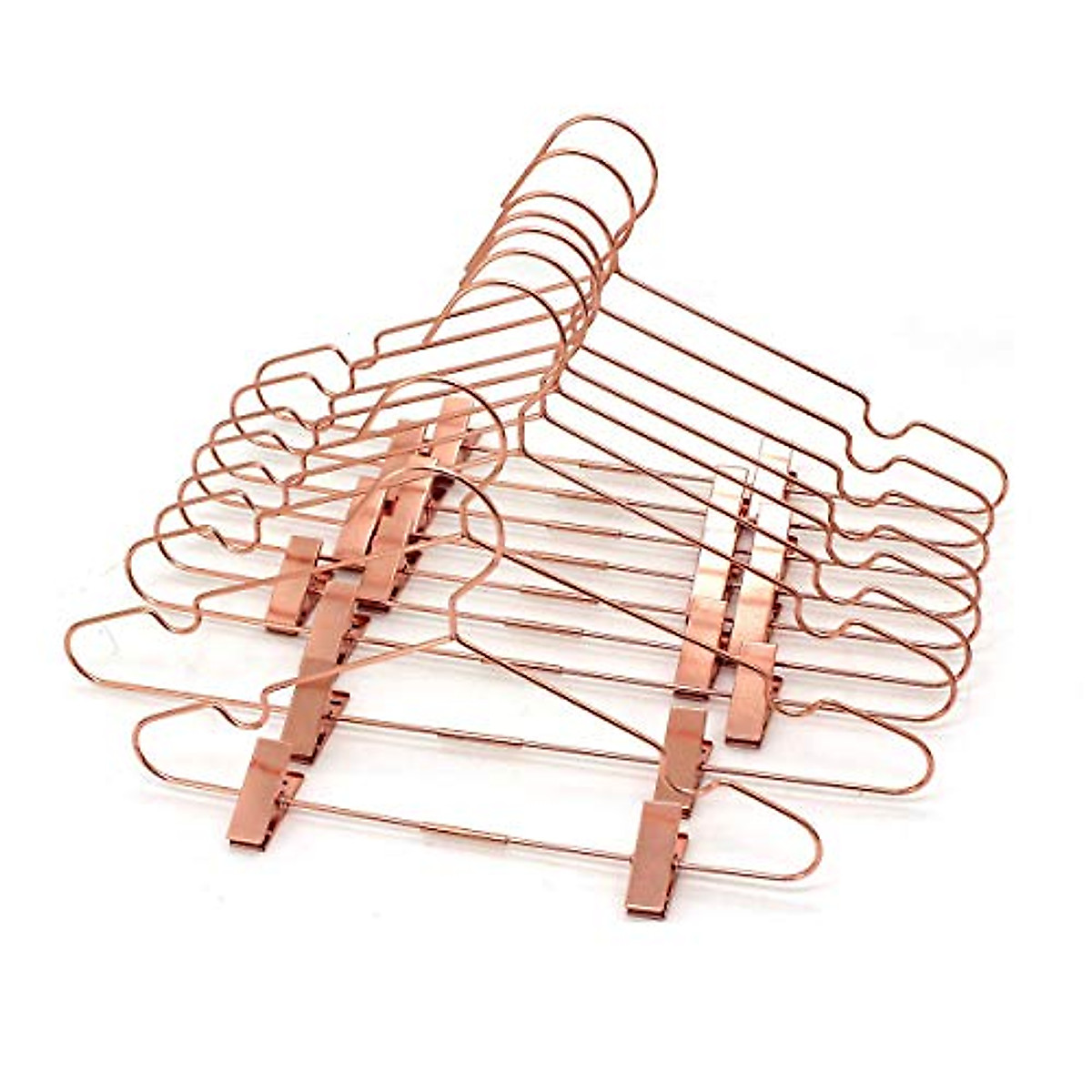 10Pack Koobay 17" Metal Hook Wire Rose Gold Copper Hangers with Clips Clothes Stroage Coat Hangers