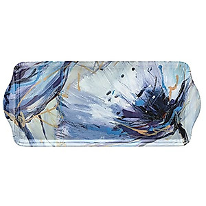 Pimpernel Blooms in Lilac Collection Sandwich Tray | Serving Platter | Crudité and Appetizer Tray for Indoor and Outdoor use | Made of Melamine | Measures 15.1" x 6.5" | Dishwasher Safe