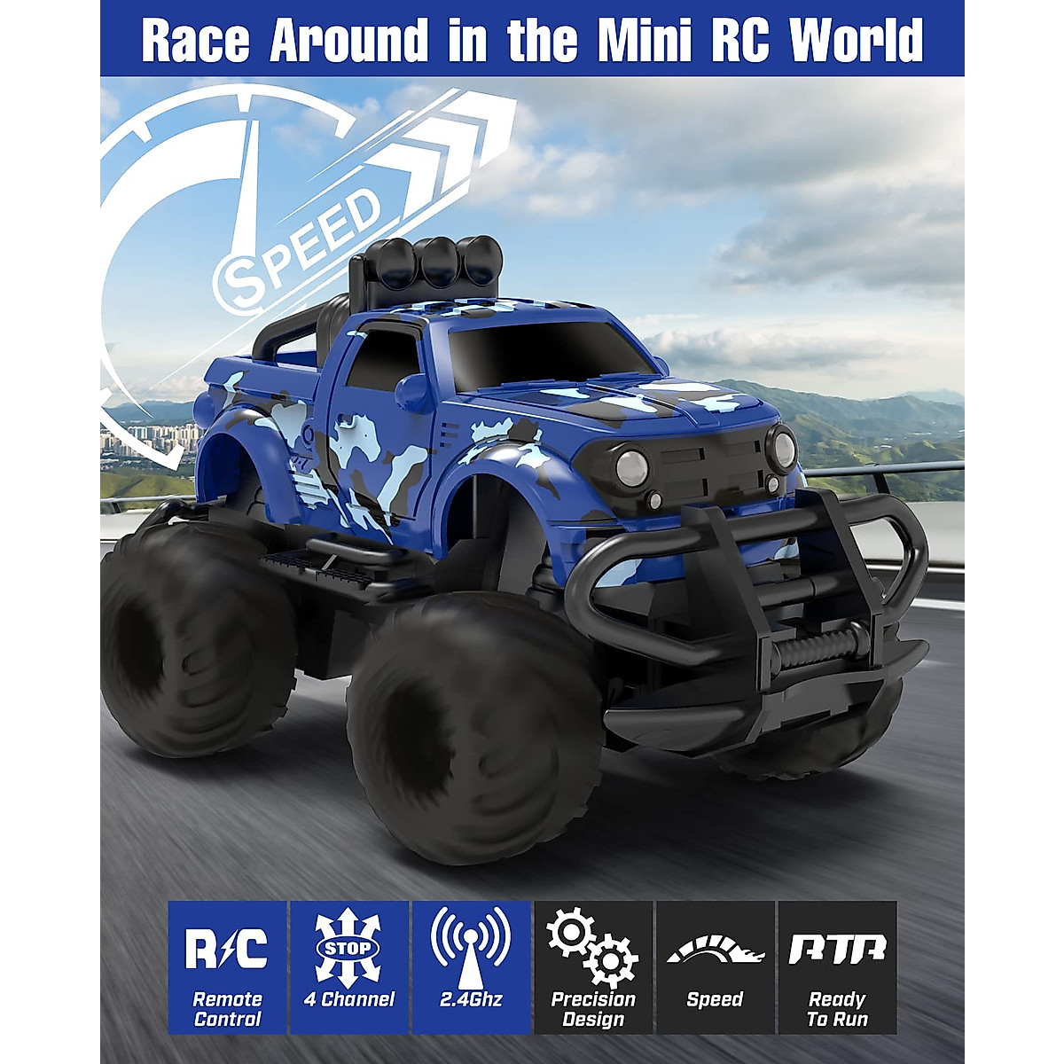 EHO Remote Control Car for Boys 3-5|4-7, Boys Toys Age 4-5 Racing Car with 2.4Ghz Monster Truck for Boys, 1/43 Mini Car Toy for 3 4 5 6 Years Old Boys Girls,Birthday Gifts Kids Toys