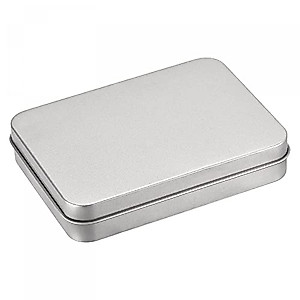 uxcell Metal Tin Box, 6pcs 4.53" x 3.35" x 0.87" Rectangular Empty Tinplate Storage Containers with Hinged Lids, Silver Tone
