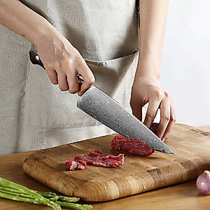 Damascus Chef Knife, 8 Inch Professional Damascus Kitchen Knife Forged with VG10 Super Steel 67-Layer, Non-slip Ergonomic Micarta Handle, Razor Sharp Lightweight Multipurpose Full Tang Gift Box