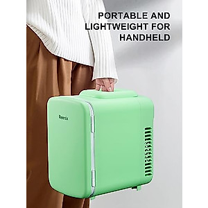 Reemix Mini Fridge, 3.7 Liter/6 Can Portable Cooler and Warmer Personal Refrigerator for Skin Care, Cosmetics, Beverage, Food,Great for Bedroom, Office, Car, Freon-Free (Green)