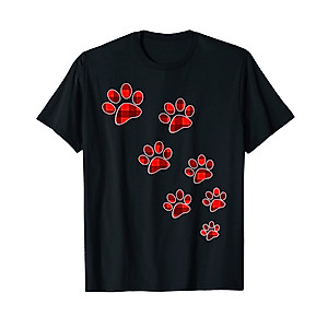 women's cute dog addict paw buffalo plaid puppy for women T-Shirt