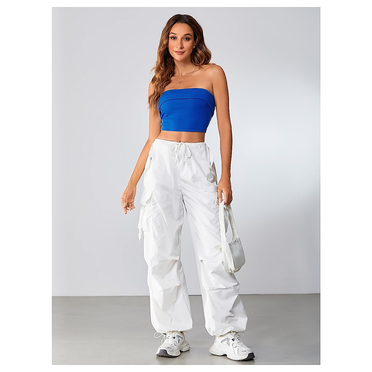 SOLY HUX Women's Ribbed Knit Basic Y2K Crop Tube Top Sleeveless Strapless Casual Summer Tops Pure Blue M