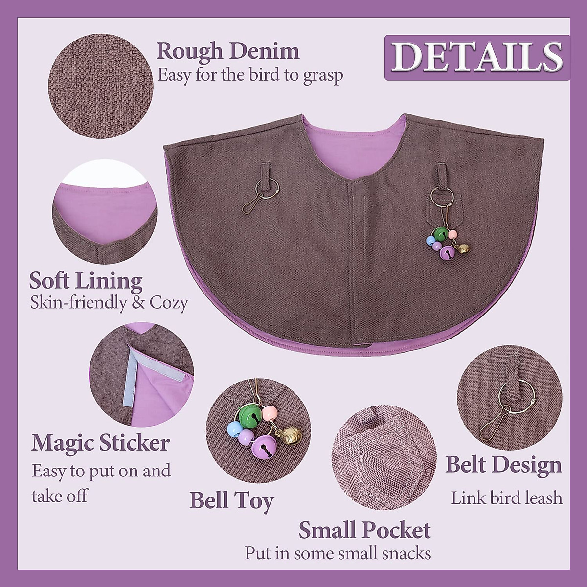 Parrot Anti-Scratch Shoulder and Arm Protector, Bird Diaper Durable Denim Parrot Training Pads for Parakeets Cockatiels Conures Macaws Lovebirds Finches, Anti-bite Protective Shawl Arm Guard