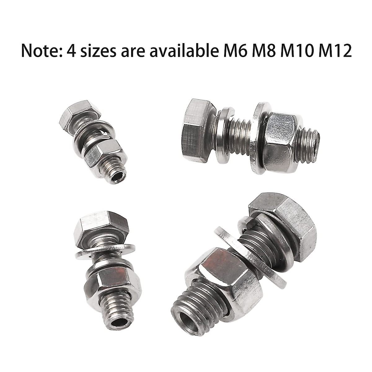 Rrina 4Pcs 304 Stainless Steel Cylindrical Hollow External Hexagon Screw Lamp Threading Through Hole Bolt with Washers Nut (M12x35)