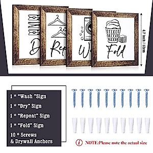 Yerliker Set of 5 Laundry Room Decor Farmhouse Laundry Room Wooden Sign Wash Fold Dry Repeat Signs Rustic Laundry Wall Art Prints Laundry Room Sign Decor for Home, Unframed