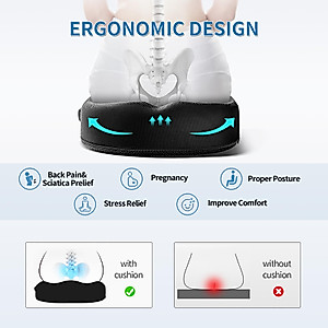 Aulase Large Seat Cushion for Office Chair, Inner Springs and Thick Soft Memory Foam for Super Support & Comfort, Pressure Relief for Long Sitting, Chair Pad for Hip, Coccyx, Sciatica Pain Relief