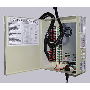 18 Output 29 Amp 12V DC CCTV Distributed Power Supply Box for Security Camera, UL Listed