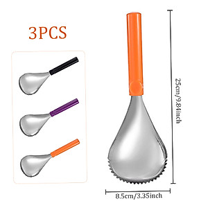 Pumpkin Scooper 3PCS 9.8x3.4 Inch Stainless Steel Pumpkin Scoop Manual Pumpkin Carving Scoop with Non Slip Handle Vegetable Scooper Tool for Kitchen.