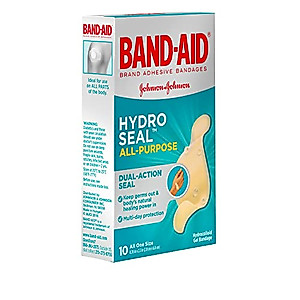 Band-Aid Brand Hydro Seal Adhesive Bandages for Wound Care and Blisters, All Purpose Waterproof Bandages for Cuts and Scrapes, 10 Count