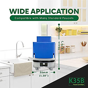 Kerox K35B 35 mm Faucet Cartridge Replacement - Single Lever OEM Faucet Part, Fits American Standard 7038, La Torre & Delta Faucets