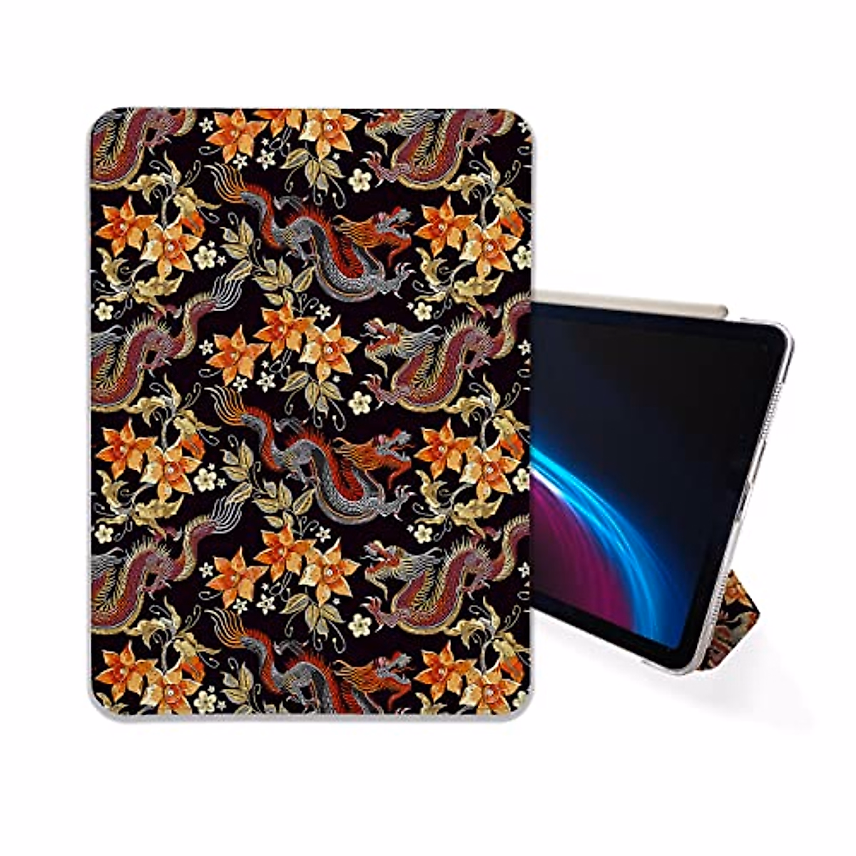Cute Chinese Dragon Flowers case Compatible with iPad Mini Air Pro 7.9 8.3 9.7 10.2 10.9 11 12.9 inch Pattern Cover New 2022 2021 Trifold Stand 3 4 5 6 7 8 9 Generation 122 (8.3 Mini 6)
