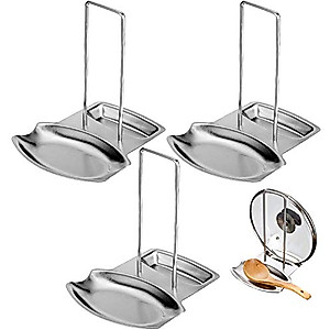 Lawei 3 Pack Lid and Spoon Rest - Pot Lid Holders Stainless Steel Pan Lid Organizer for Pots Pans Spoons