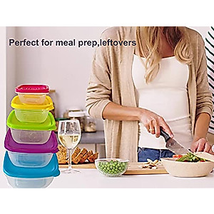 VOYISA Food Storage Container Storage Bowls Kitchen & Pantry Organization Meal Prep Container with Lids, BPA-Free, Freezer, Microwave and Dishwasher Safe (5 Sets Pack )