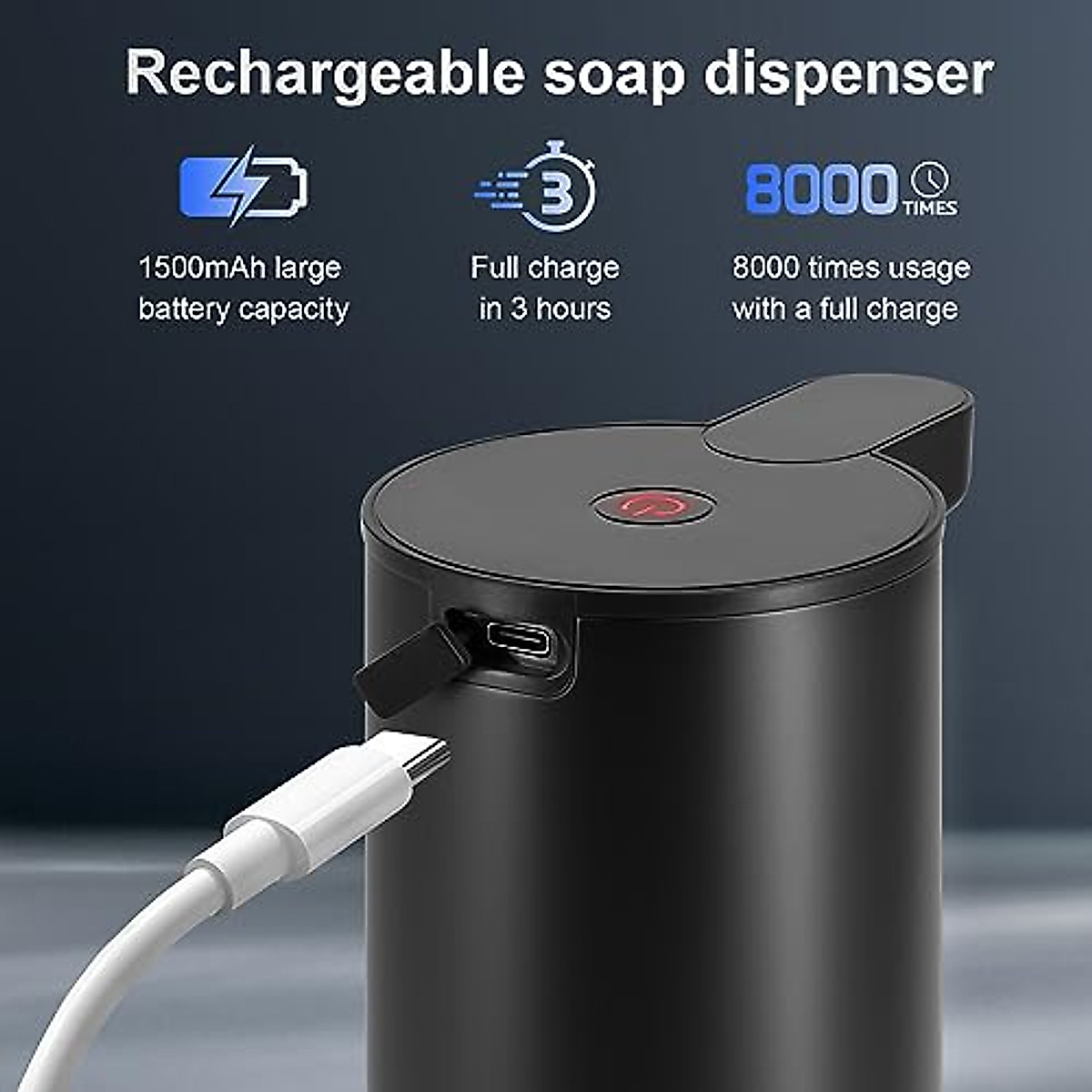 Soap Dispenser, Stainless Steel Touchless Soap Dispenser LAOPAO Rechargeable Automatic Foaming Soap Dispenser for Bathroom 9oz Foam Soap Dispenser Hand Soap Pump for Kitchen Xmas Gift