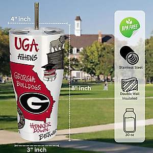 University of Georgia 30oz Stainless Steel 3D Icon Travel Mug– High Performance Double-Walled Thermos w/Convertible Lid & Straw – Insulated Decorative NCAA Beverage Tumbler – For Hot or Cold Drinks