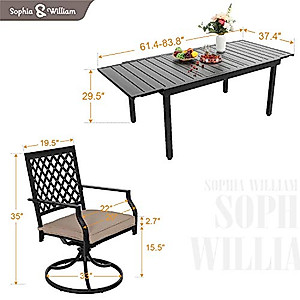 Sophia & William Patio Dining Set 9 Pieces Outdoor Metal Furniture Set, 8 x Swivel Patio Dining Chairs with 1 Expandable 6-8 Person Table for Lawn Garden Pool