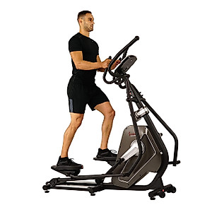 Sunny Health & Fitness Magnetic Elliptical Trainer Machine w/Device Holder, LCD Monitor, 265 LB Max Weight and Pulse Monitoring - Circuit Zone, Black (SF-E3862)